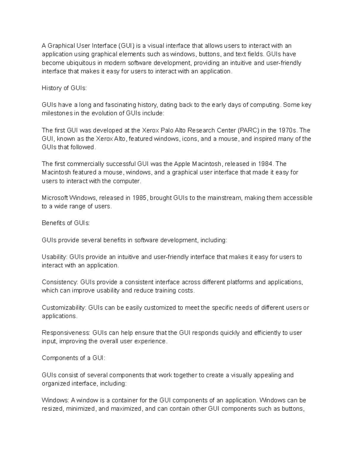 Introduction To Guis A Graphical User Interface Gui Is A Visual Interface That Allows Users