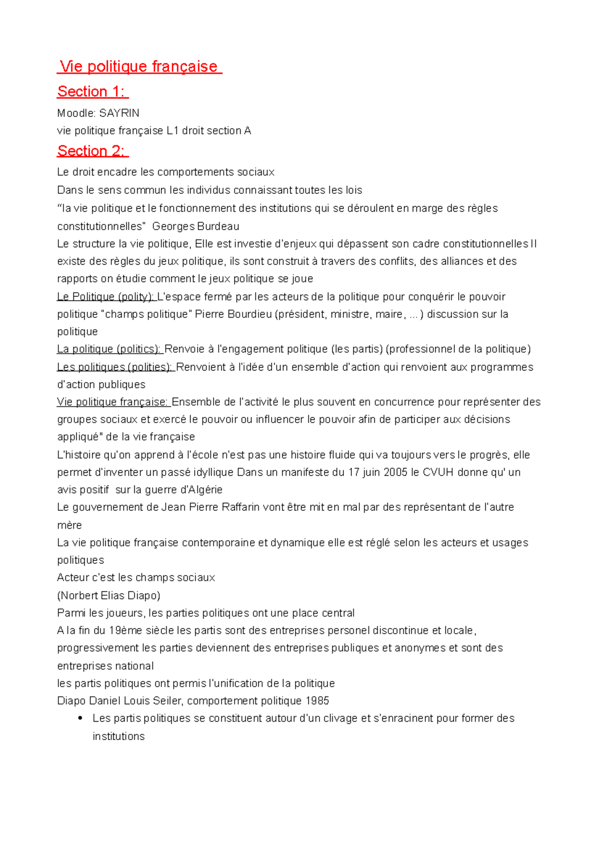 Vie politque française L1 - Vie politique française Section 1: Moodle ...