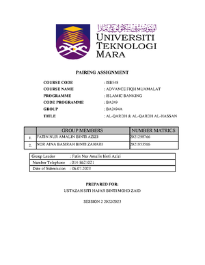 al-Rahn and Its Practices in Islamic Banking - GROUP ASSIGNMENT COURSE ...