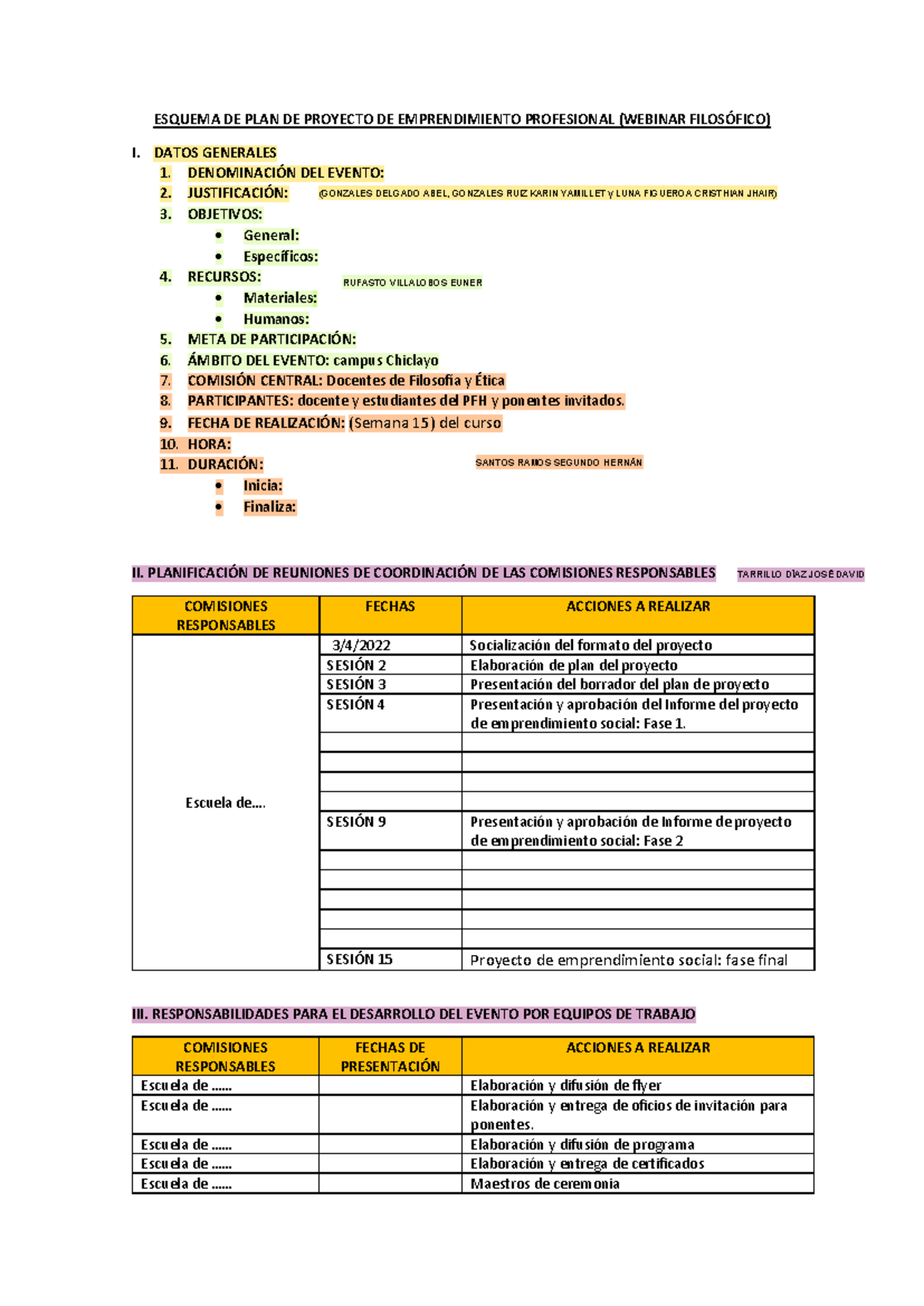 Formato PARA Proyecto DE Emprendimiento Profesional-1 - ESQUEMA DE PLAN ...