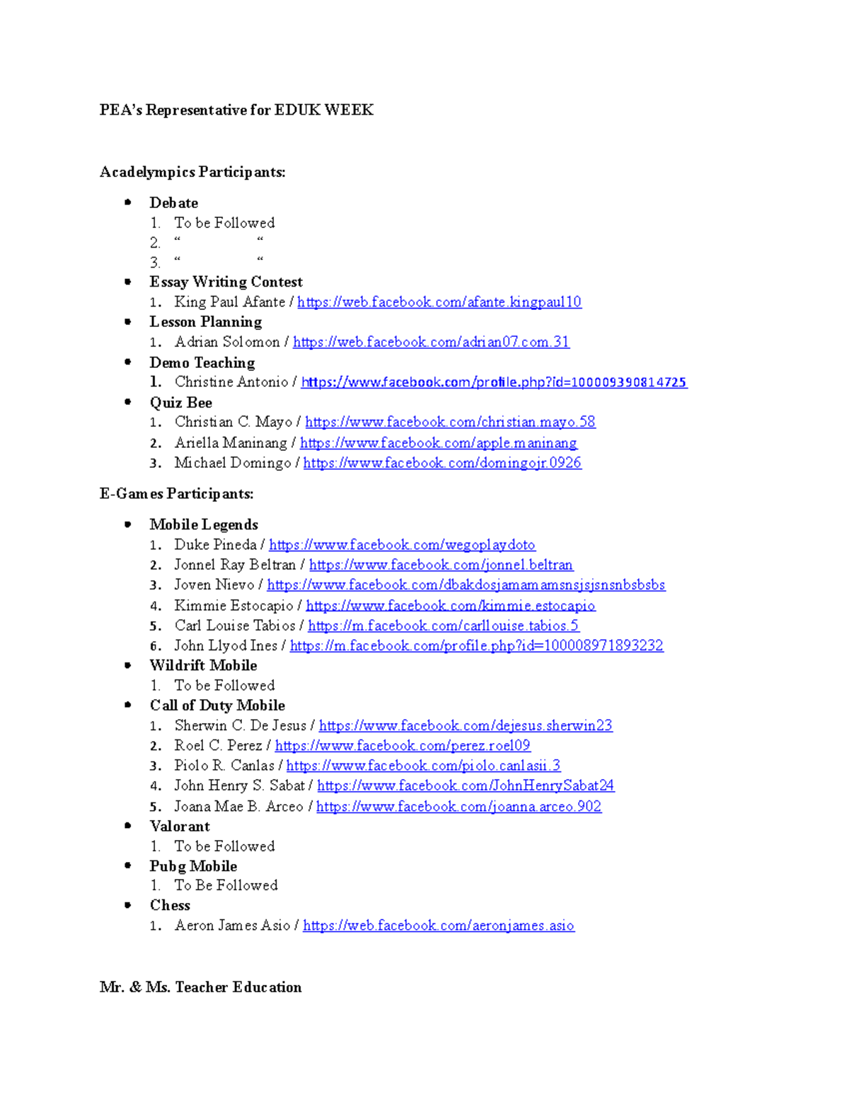 PEA - Sample lesson plan - PEA’s Representative for EDUK WEEK ...