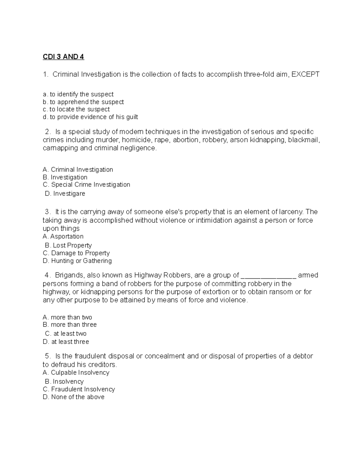 CDI 3 AND 4 - FOR ACADEMIC ASSISTANCE - CDI 3 AND 4 1. Criminal ...