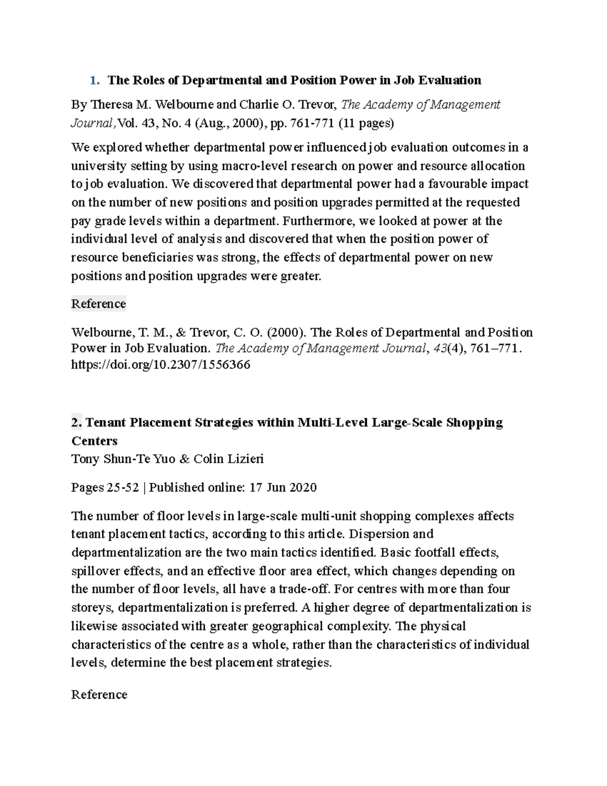 Departmentation final review - 1. The Roles of Departmental and ...