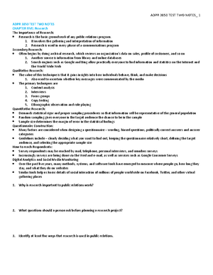 PR Exam 2 - Exam 2 notes, Dr. Cacciatore - Research and Planning: Four ...