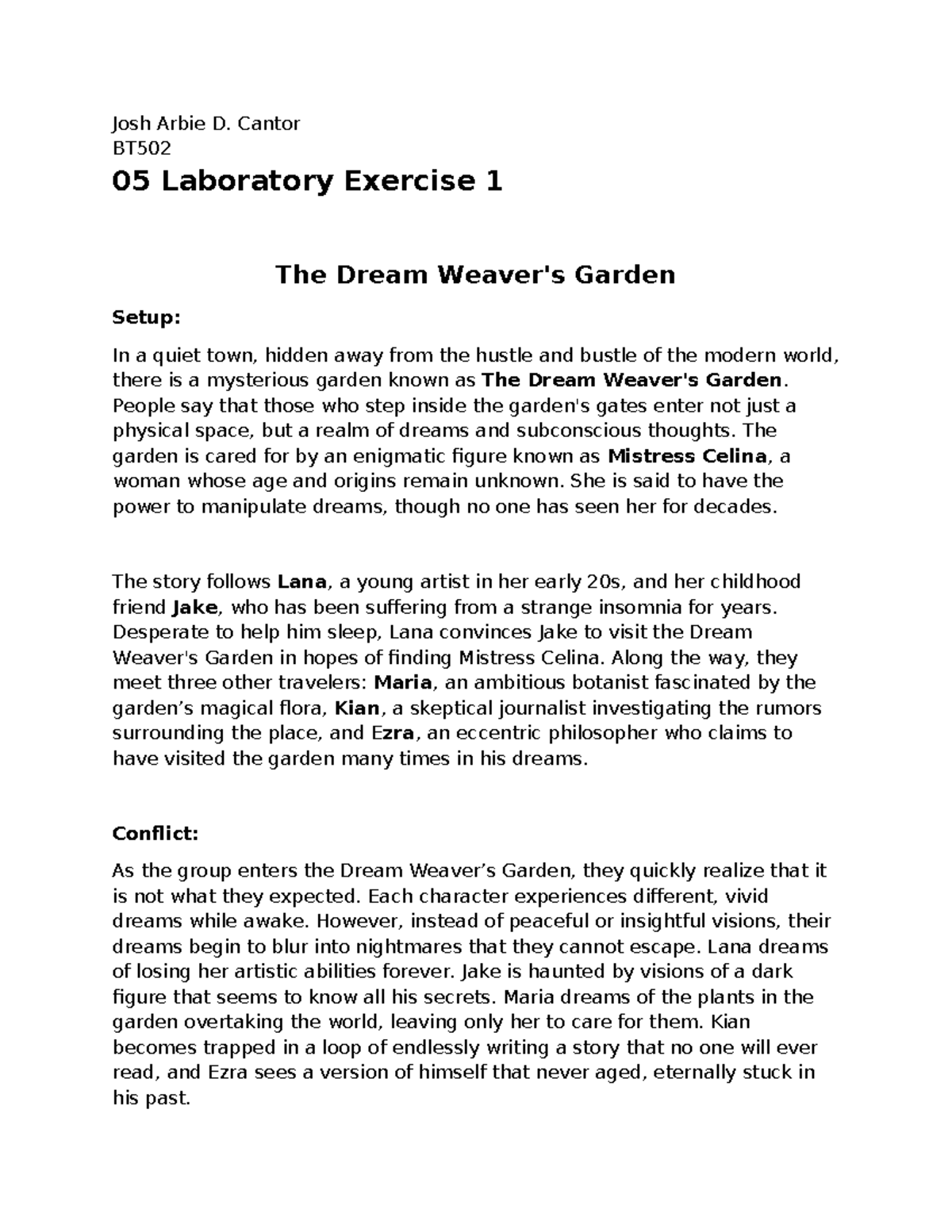 05 Laboratory Exercise 1 Cantor, Josh Arbie - Josh Arbie D. Cantor BT 05 Laboratory Exercise 1 ...