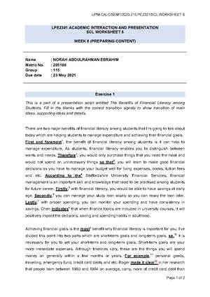 LPE2301 SCL Worksheet 4 SEM2 - LPE2301 ACADEMIC INTERACTION AND ...