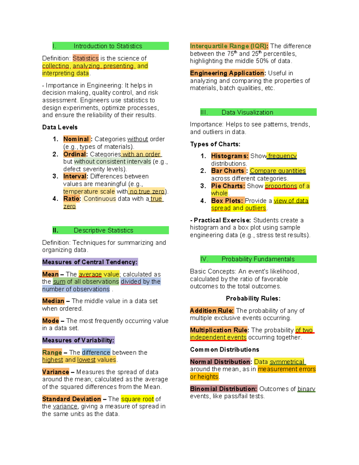 MMW - Reviewer Statistics - I. Introduction to Statistics Definition ...