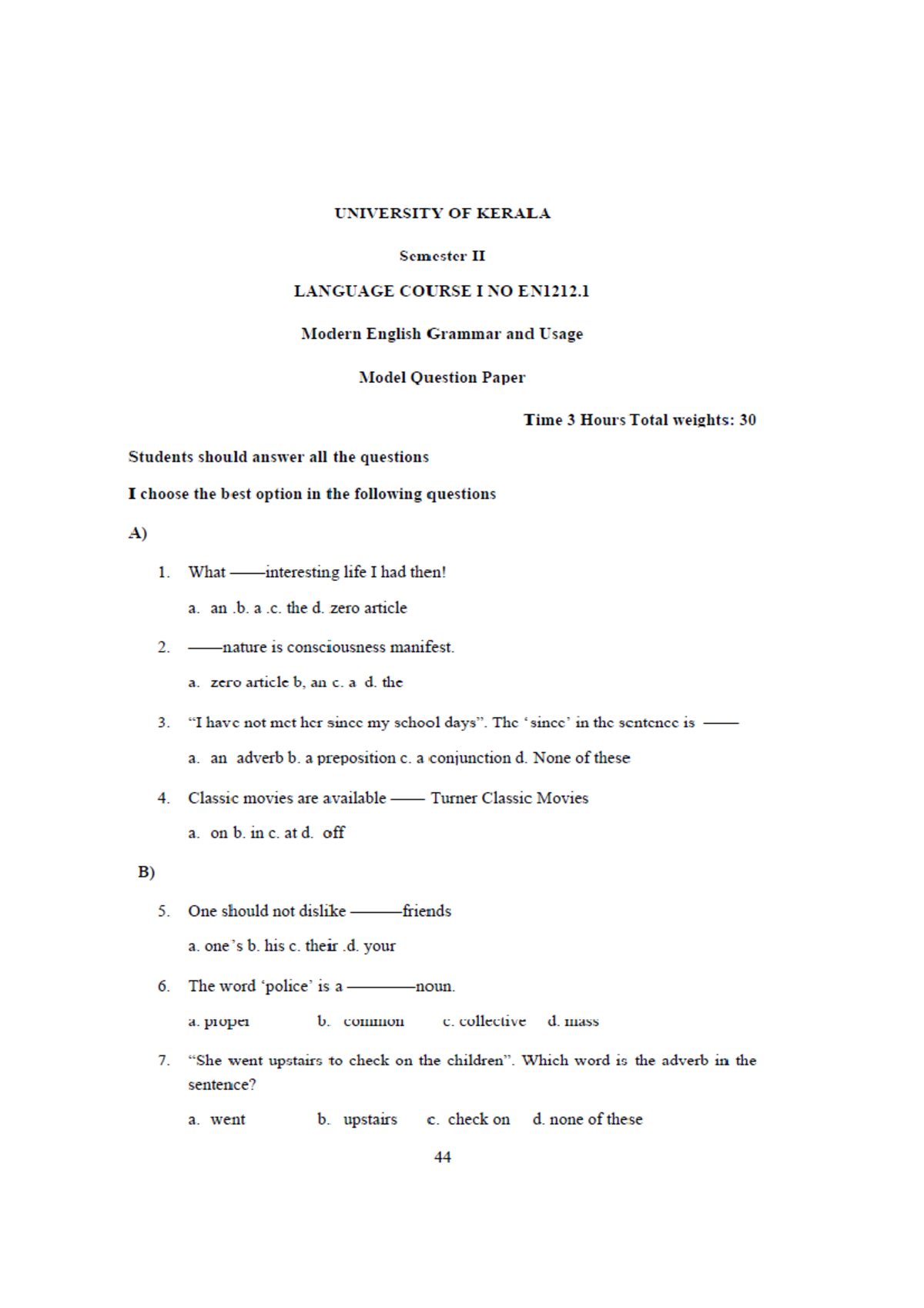 S2 - Eng 4 - Adv Grammar & Usage - UNIVERSITY OF KERALA Semester II ...