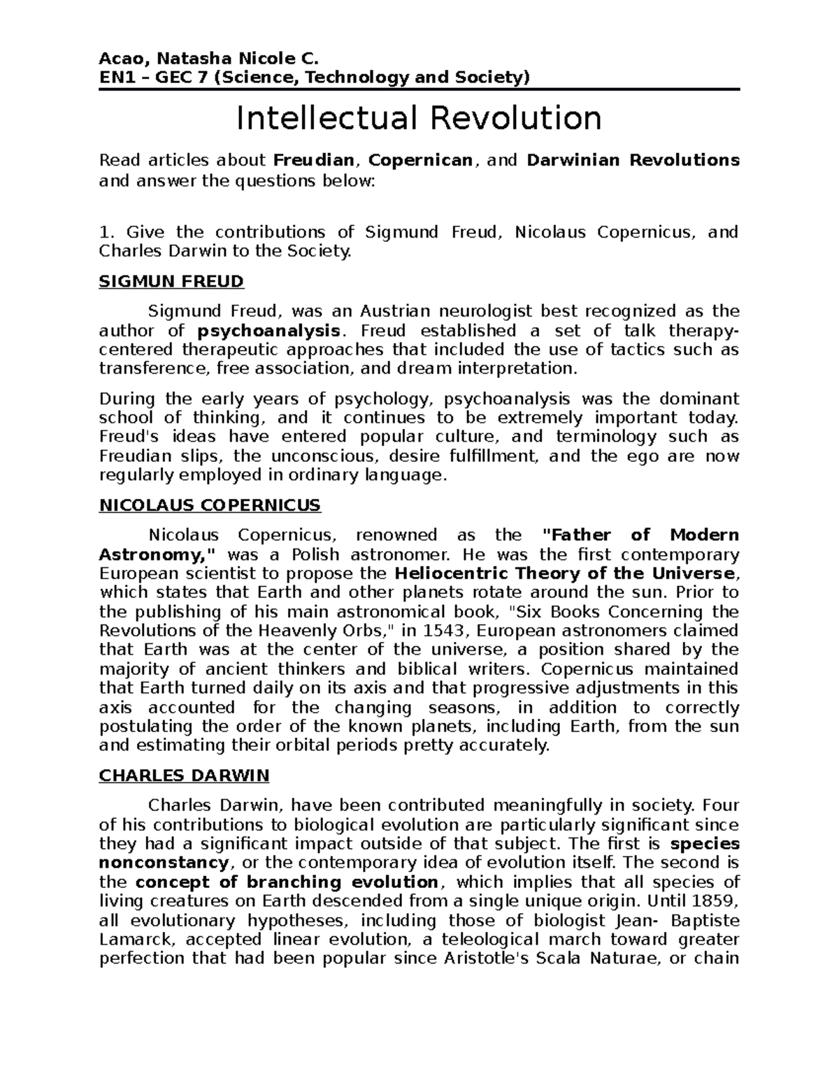 Intellectual Revolution ( Science, Technology and Society) - Mechanical ...