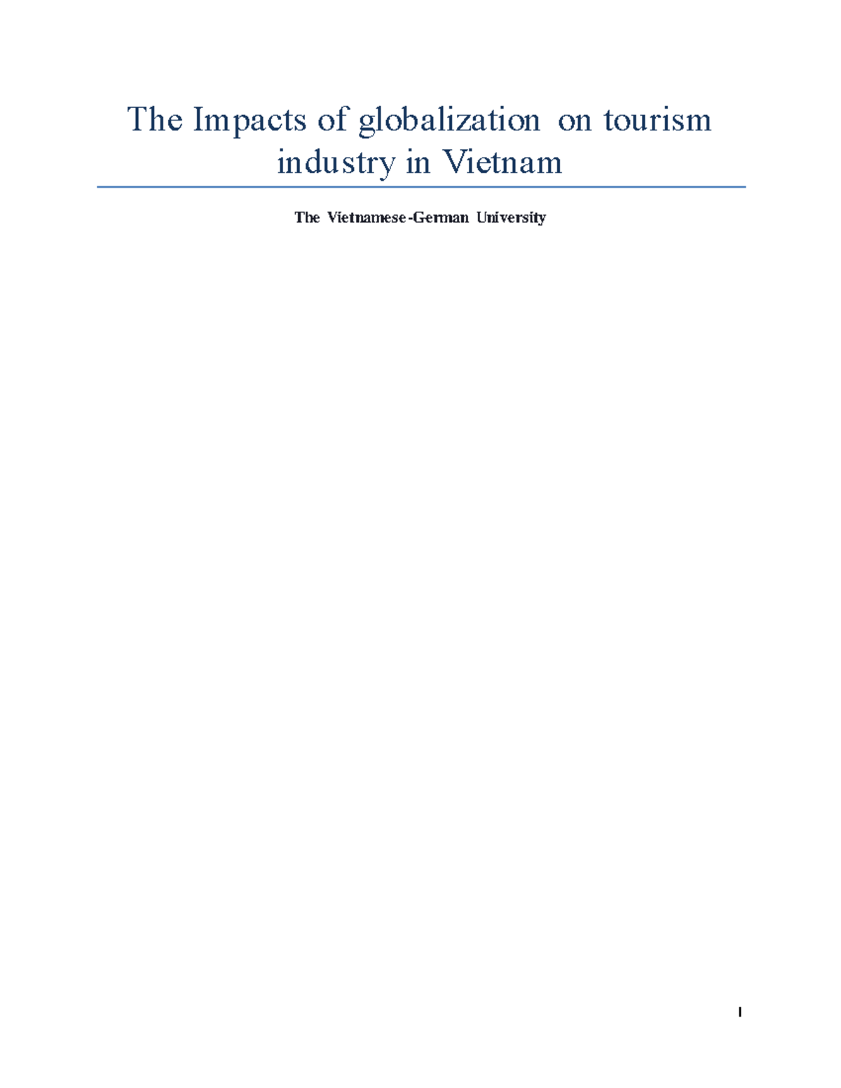 The impacts of globalization on tourism industry in Vietnam - The ...