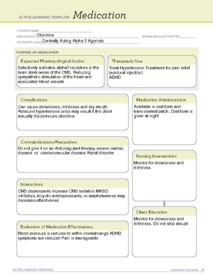 Clonazepam - NCLEX- ATI system disorder - ACTIVE LEARNING TEMPLATES ...