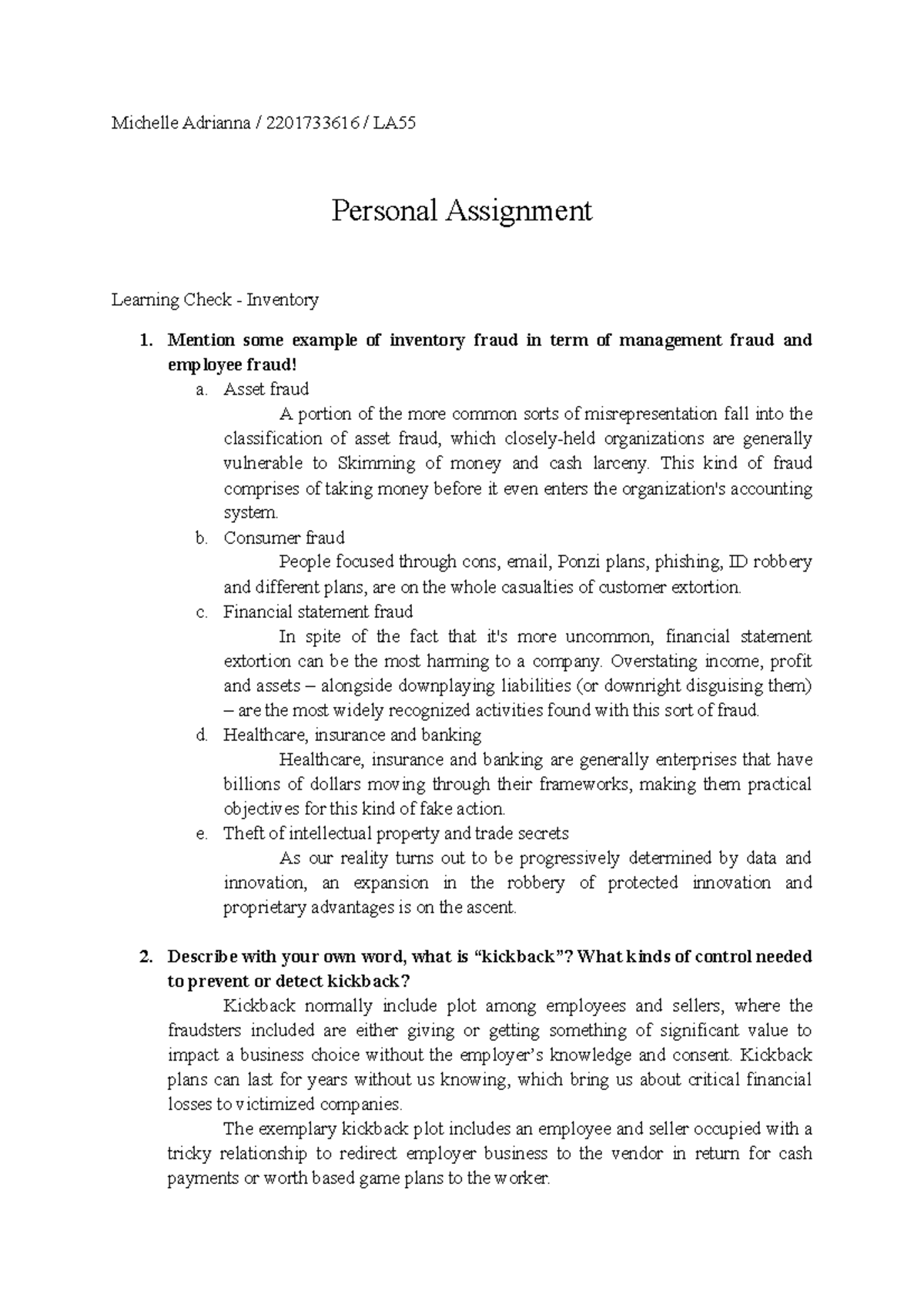 Individual Assignment 1 - Michelle Adrianna / 2201733616 / LA Personal ...