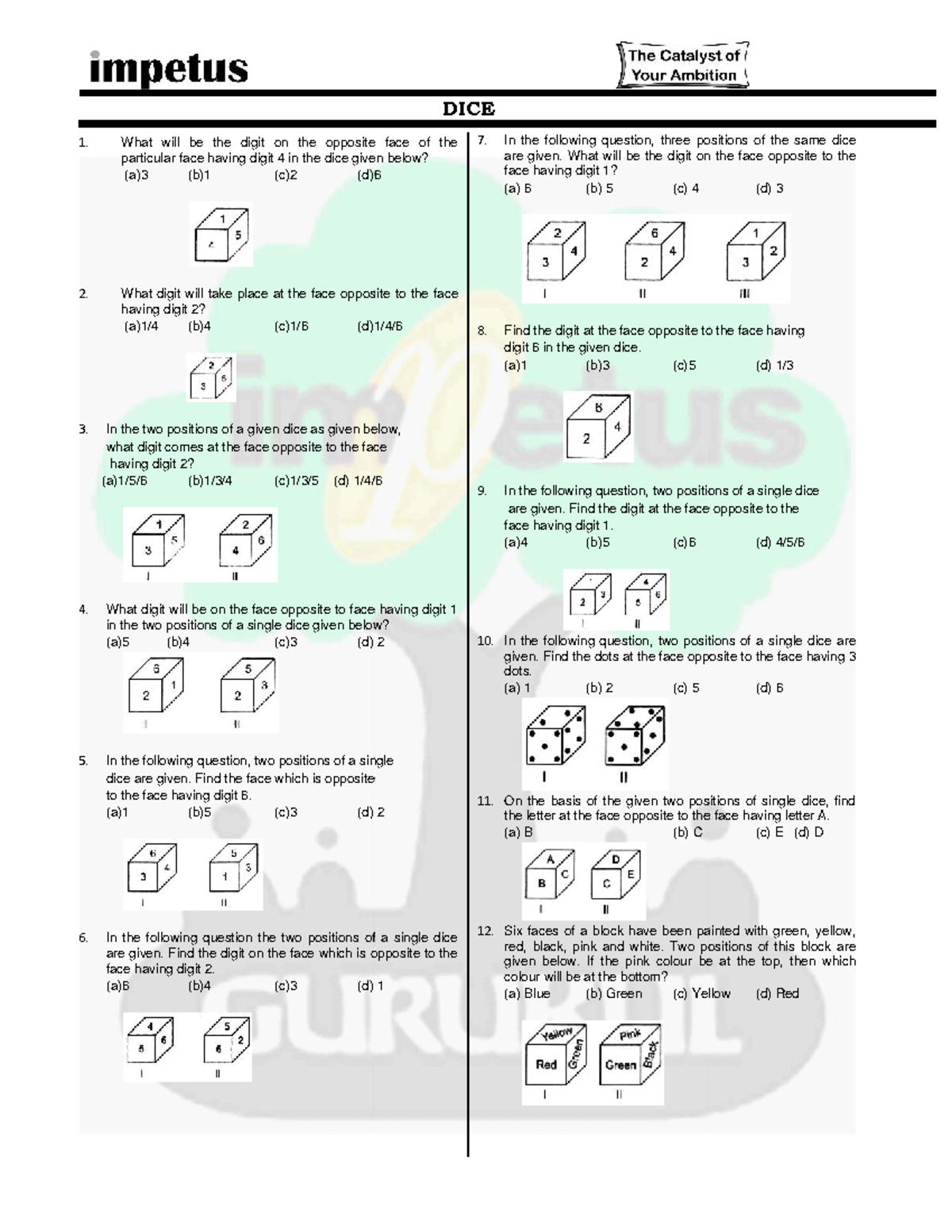 The working of dice and it's properties for practice questions NIMCET ...