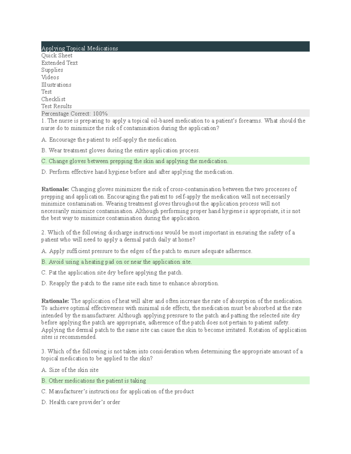 Applying Topical Medications - What should the nurse do to minimize the risk of contamination ...