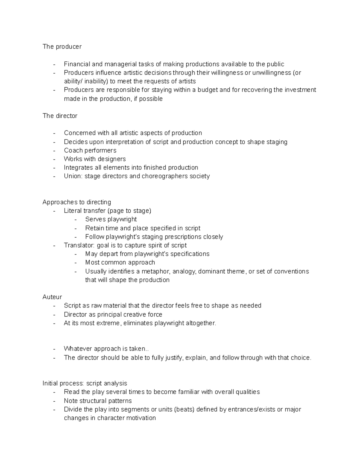 Theatre week 5 - Lecture Notes of week 5 - The producer Financial and ...