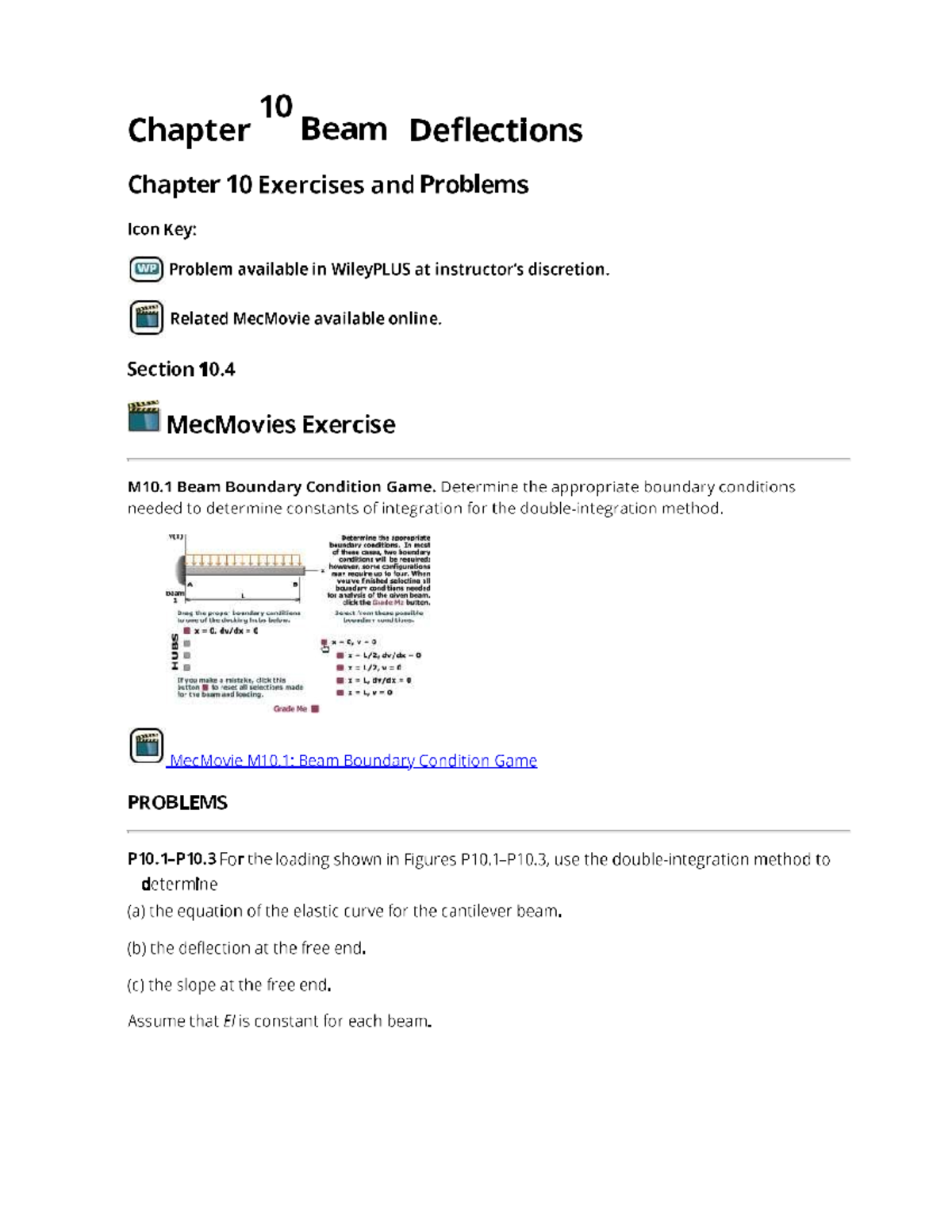 ME101-1P Beam Deflections Problems - Material Science and Engineering ...