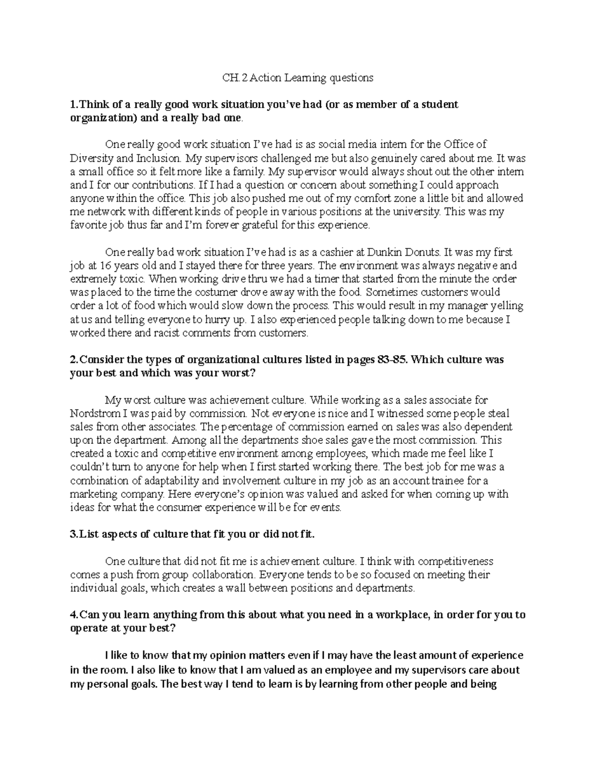 CH.2 HW - chapter 2 homework question and answer - CH Action Learning ...