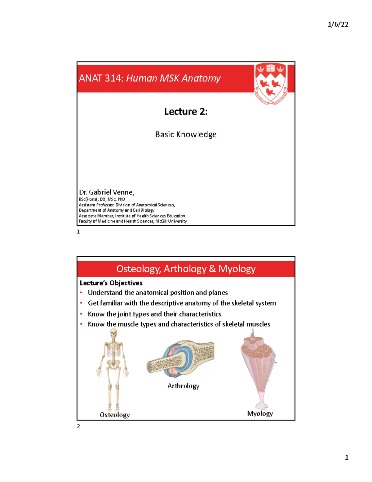 Lecture 2 (Basic Knowledge) - PDF - ANAT 314: Human MSK Anatomy Lecture ...