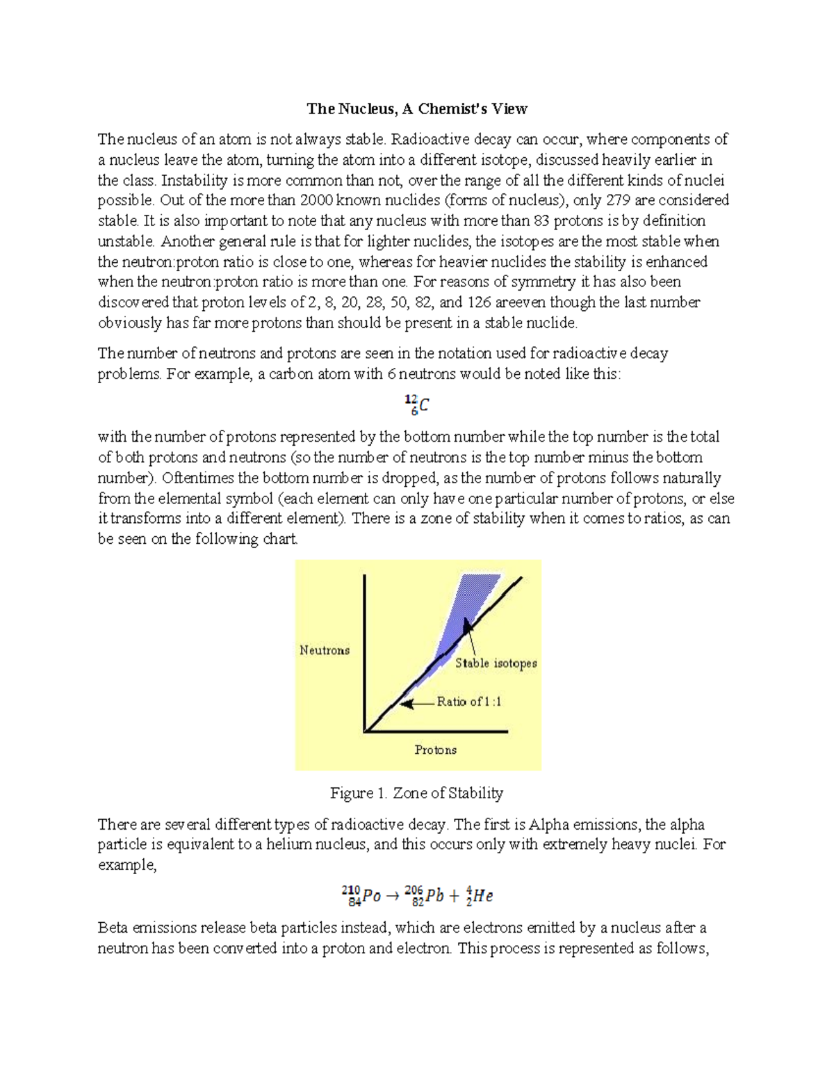 CHEM 101 Lesson 14 The Nucleus - The Nucleus, A Chemist's View The ...