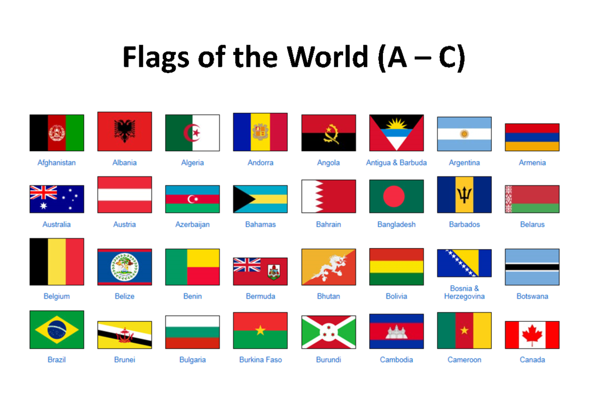 All country flags with names in the world - Geografia - Flags of the ...