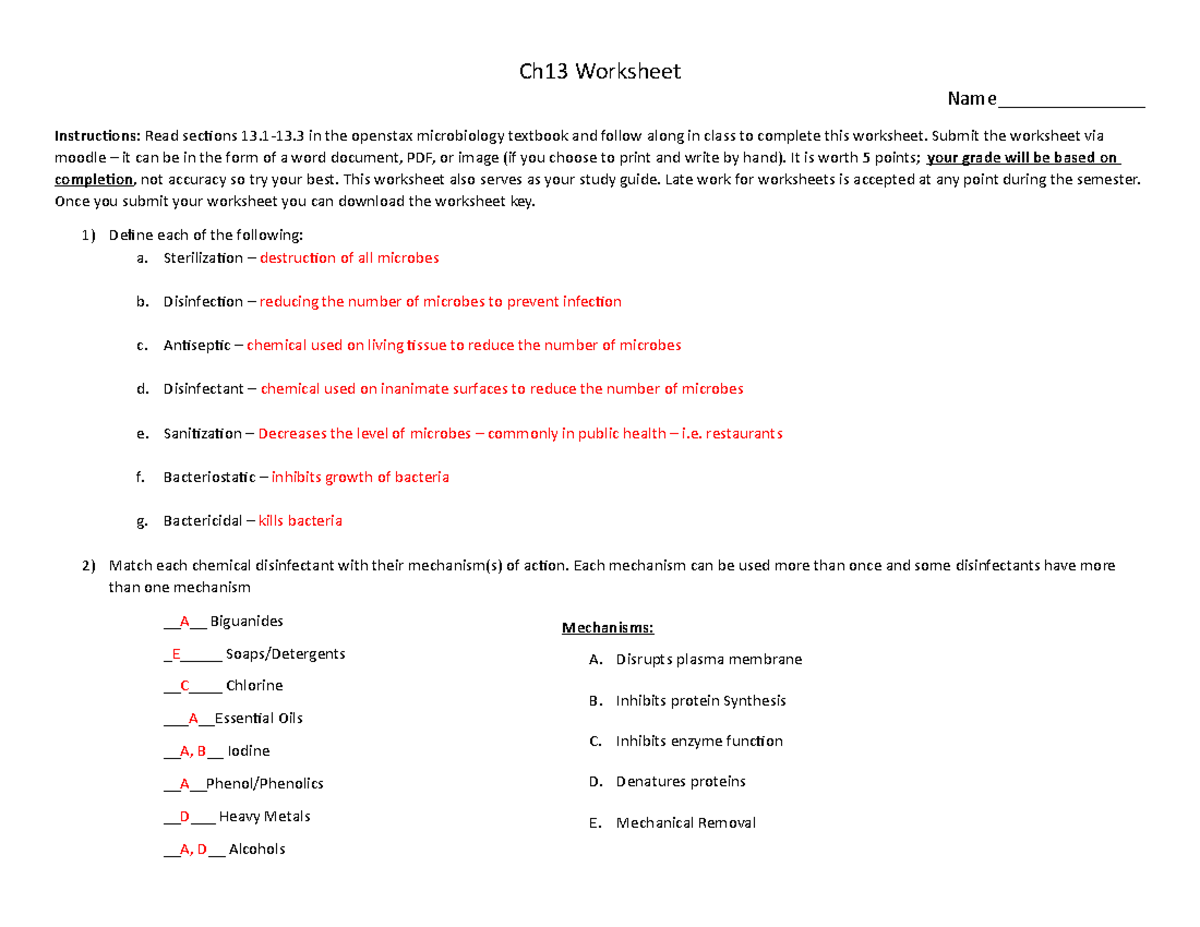Ch13 worksheet Key - answer key to chapter 13 - Ch13 Worksheet Name ...