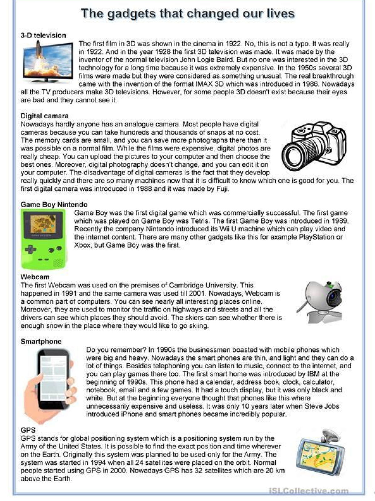 The gadgets that changed our lives - Inglés I - Studocu