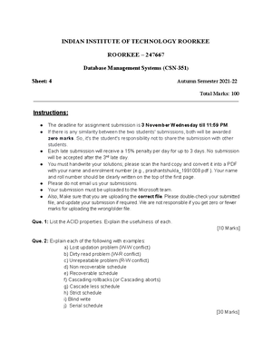 Tutorial 5 Answers - DBMS - Tutorial 5 CSN-351/AID-523 Database ...