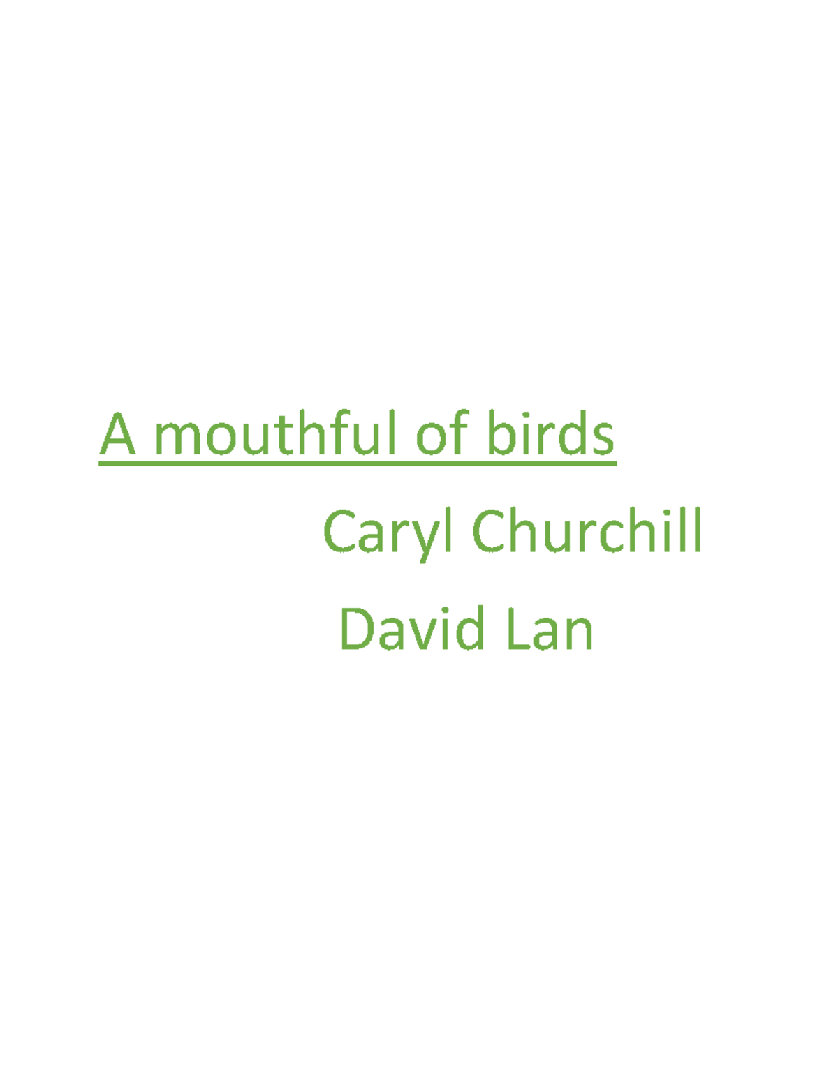 A mouthful of birds - A mouthful of birds Caryl Churchill David Lan ...