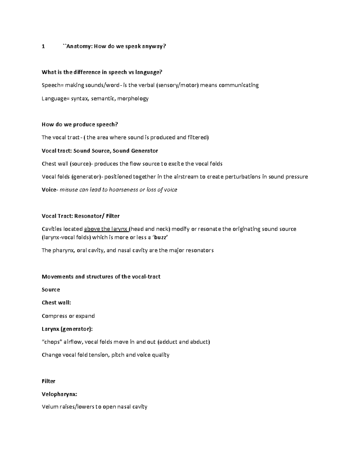 Anatomy and Physiology of the Speech and Hearing Mechanisms - 1 ...