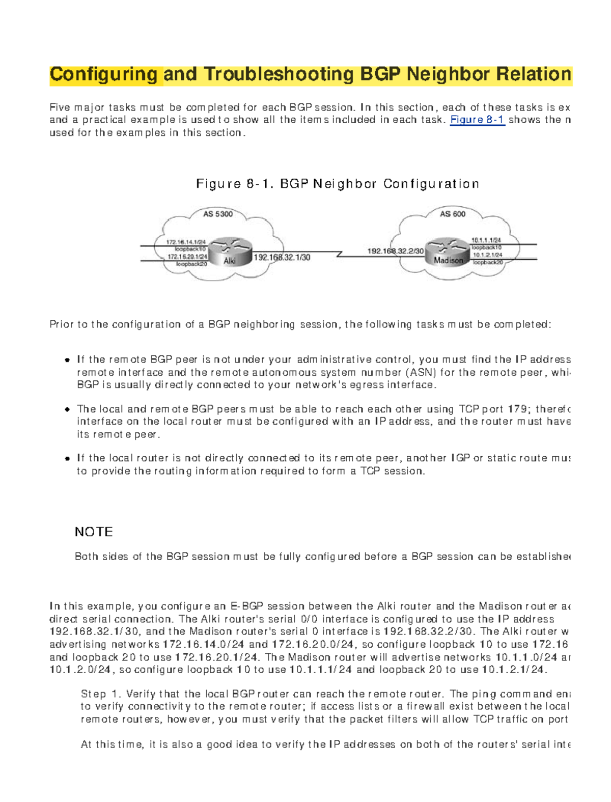 Chapter 8 Introduction to BGP 4 Configuration 2 - Table of Content s I ...