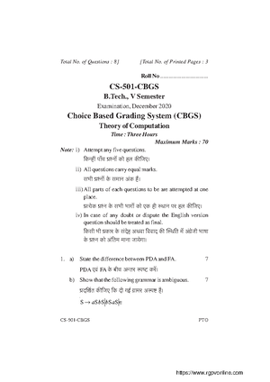 Cs 4 jun 2020 - previous year question paper - CS-227-CBCS [1] PTO ...