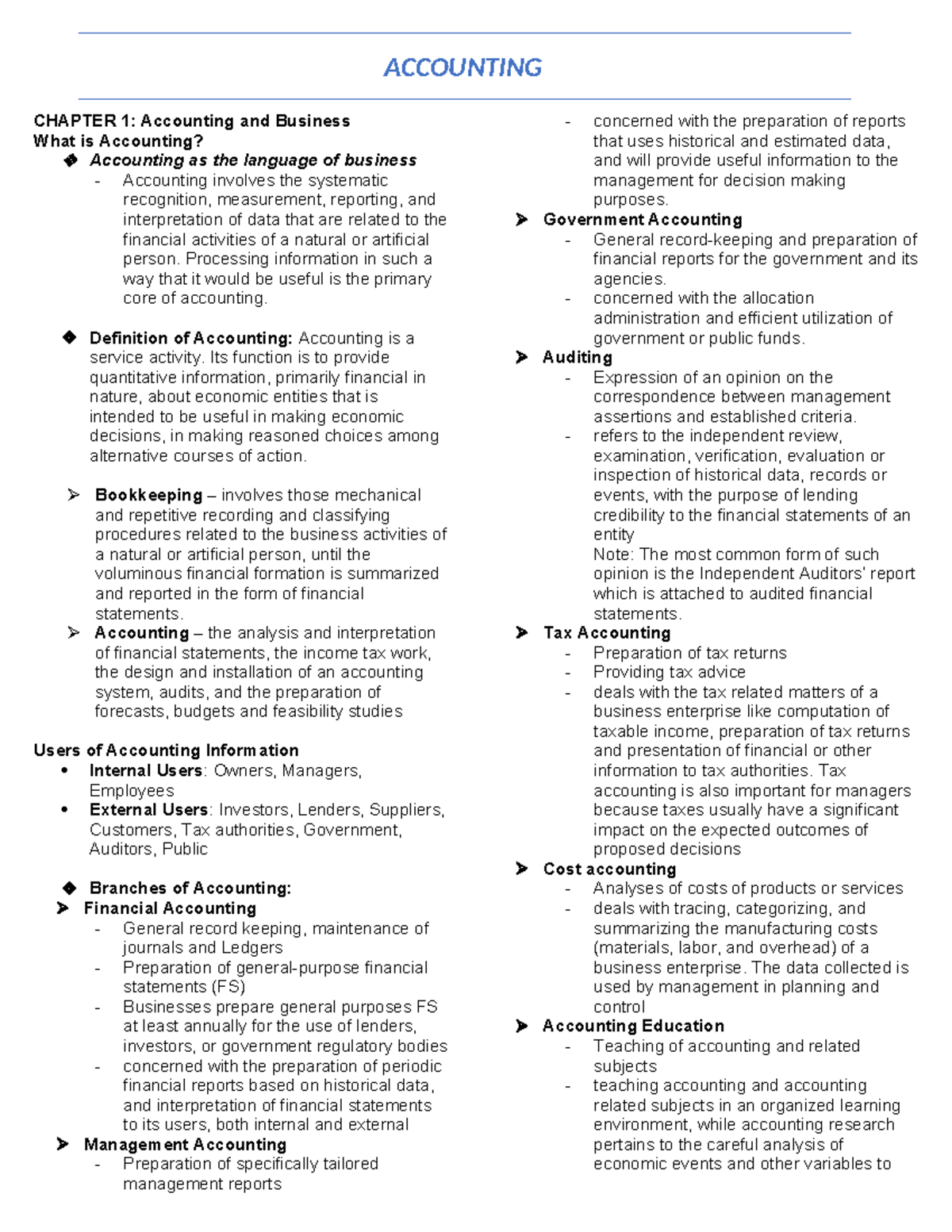 Accounting - Processing information in such a way that it would be ...