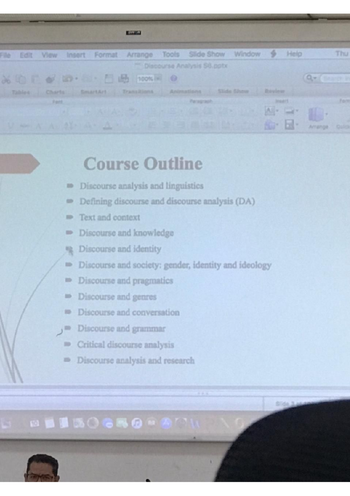 Discourse Analysis, Week 2 - ile Edit View Insert Format Arrange Tools Slide Show Window s Help ...