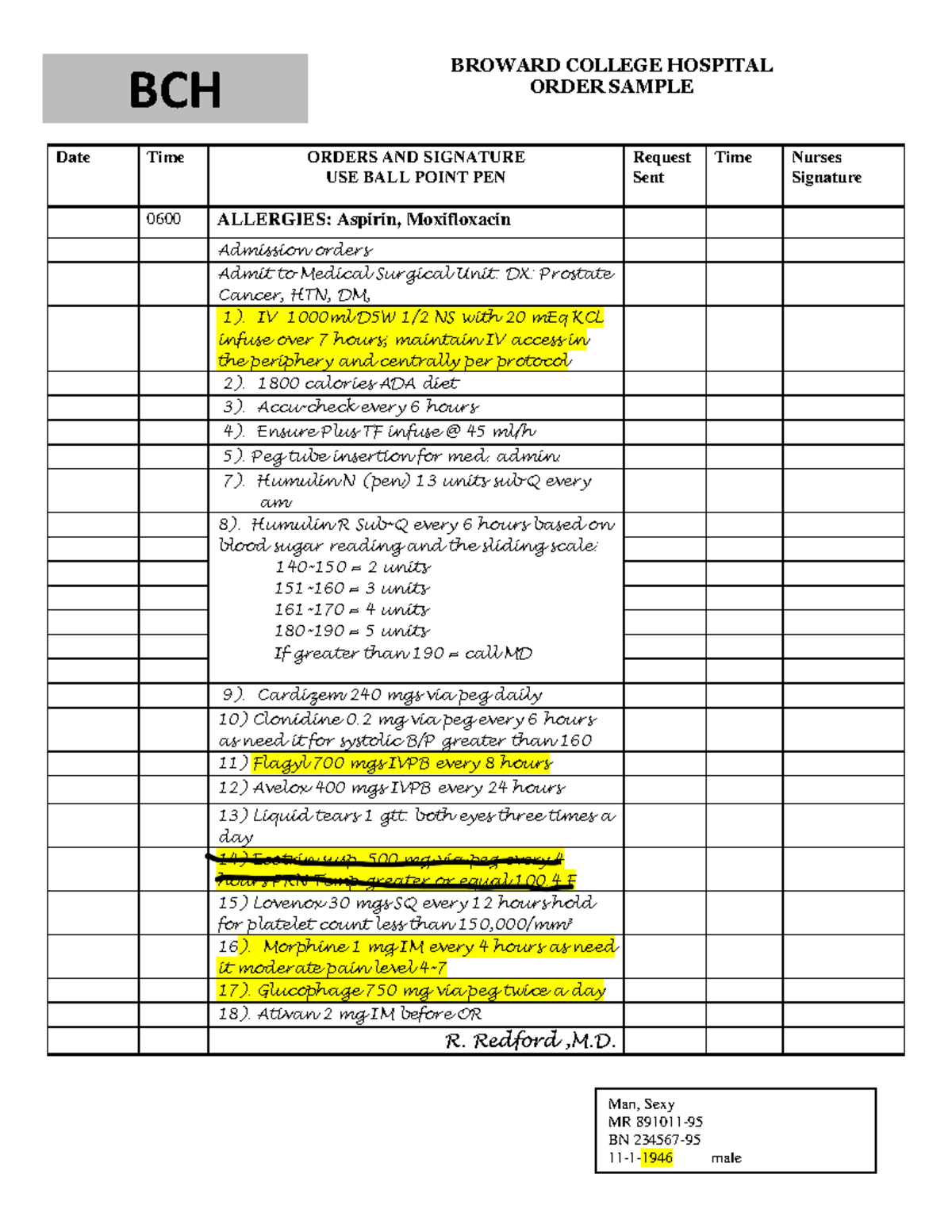 MD Orders 2 - Practice math - Date Time ORDERS AND SIGNATURE USE BALL ...