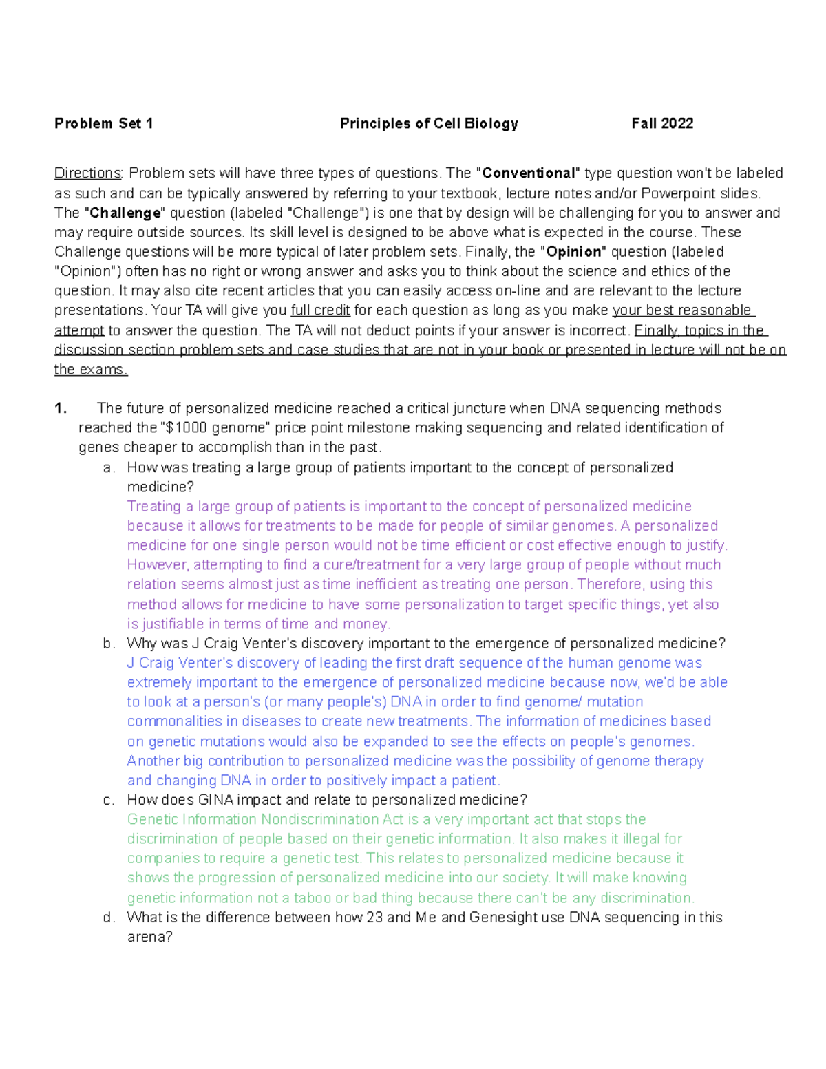Problem Set 1 Fall 2022 - Problem Set 1 Principles of Cell Biology Fall ...