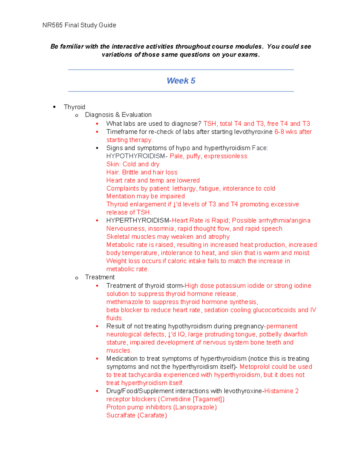 565 Final Exam Study Guide 2 24 - Be familiar with the interactive ...