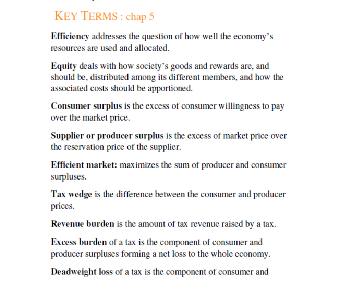 Chapter 5 and 6 Key Terms Review - ECON201 - ECON 201 - Studocu