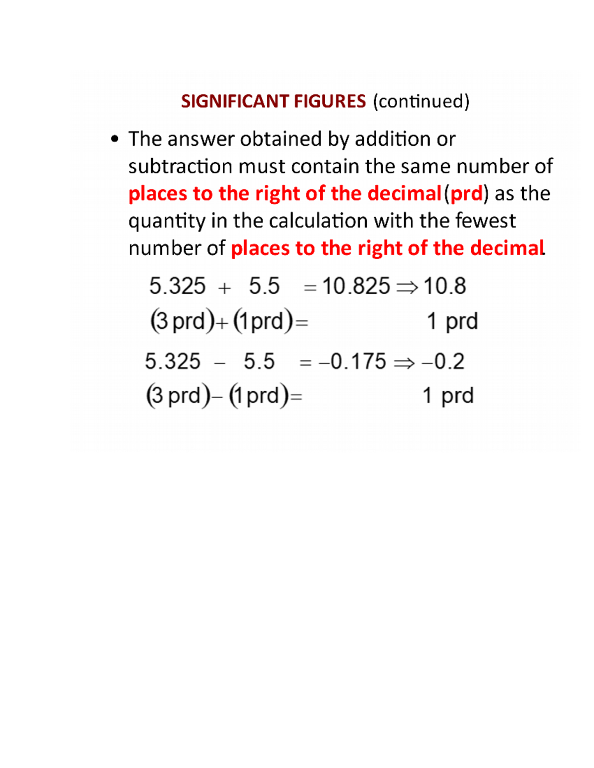 Chapter 13-significant figures continued - SIGNIFICANT FIGURES ...