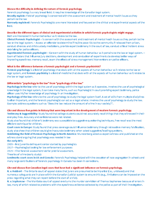 Study Guide 1, 2, 3 - Assignments - PSYC 395: FORENSIC PSYCHOLOGY STUDY ...