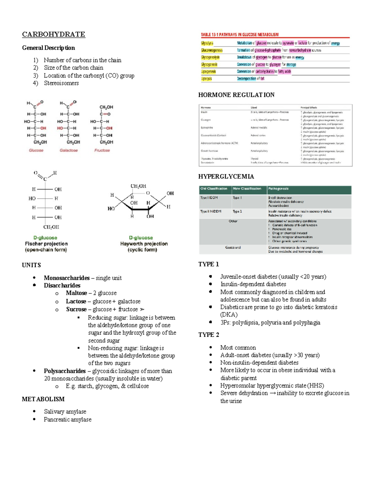 Carbohydrates - CARBOHYDRATE General Description 1) Number of carbons ...