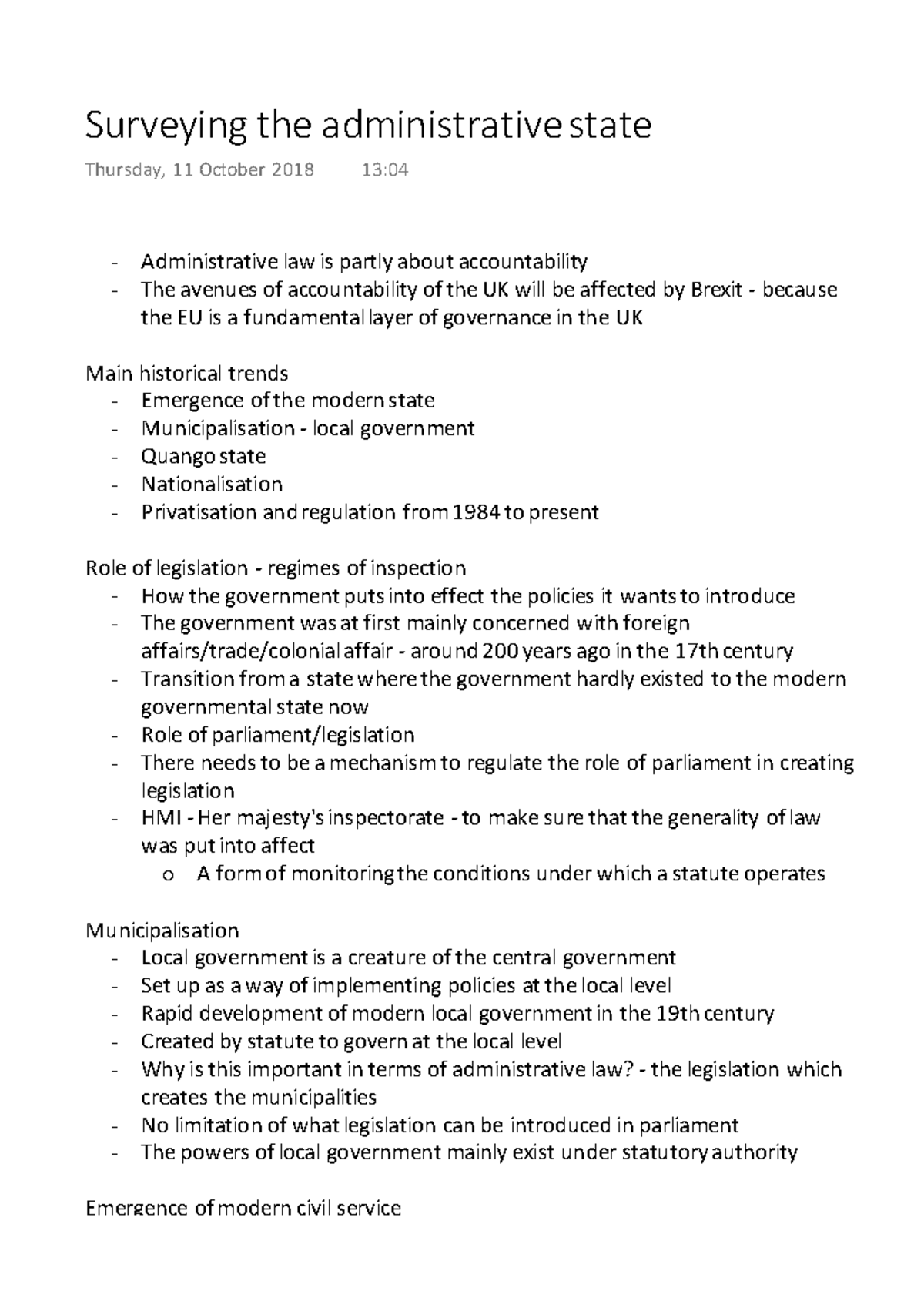 Admin law lecture 2 Surveying the administrative state - Administrative ...