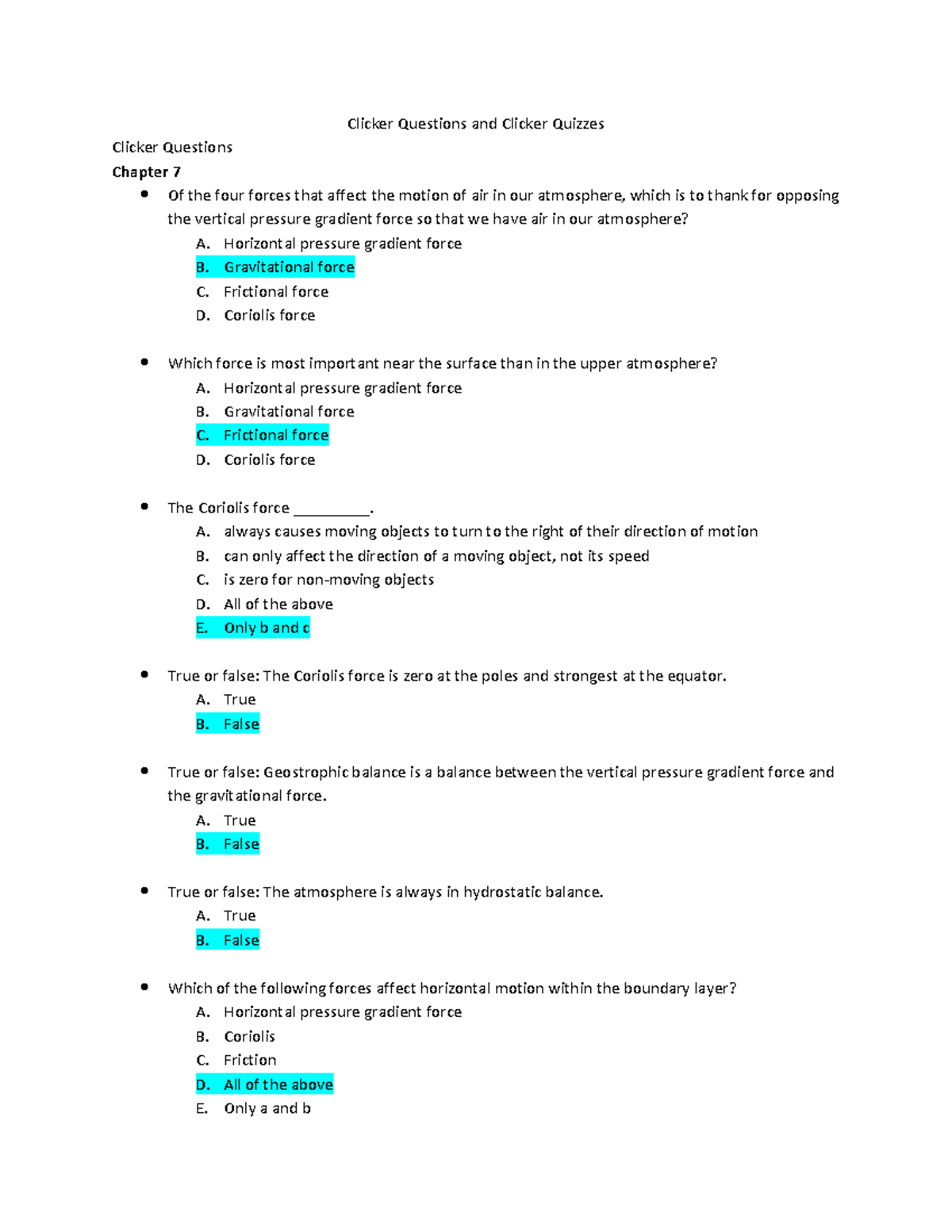 Exam 2 Clicker Questions key - Clicker Questions and Clicker Quizzes ...
