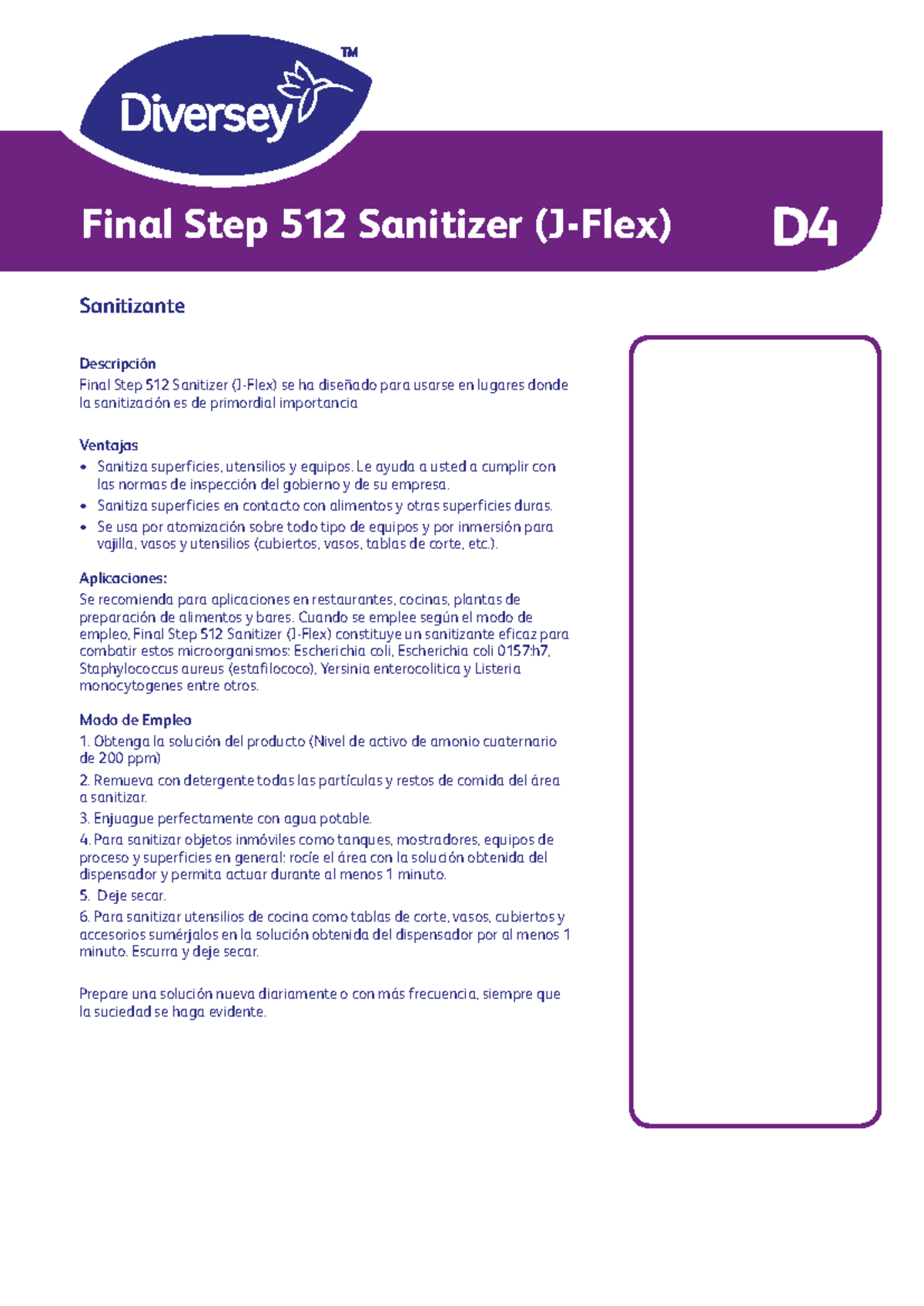 71858 PIS-Final Step 512 Sanitizer (J-Flex)-A4-es-CO-HRNC - Final Step ...