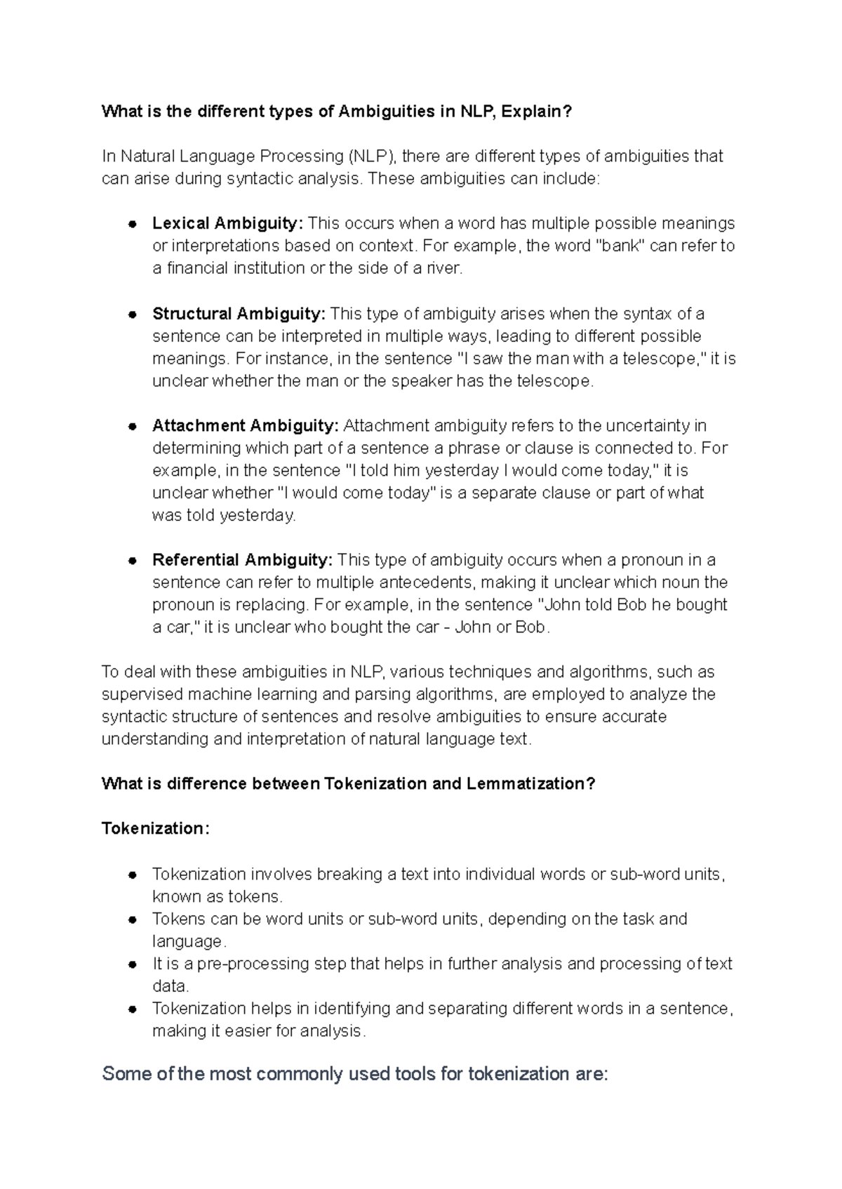 Nlp Answers What Is The Different Types Of Ambiguities In Nlp Explain In Natural Language