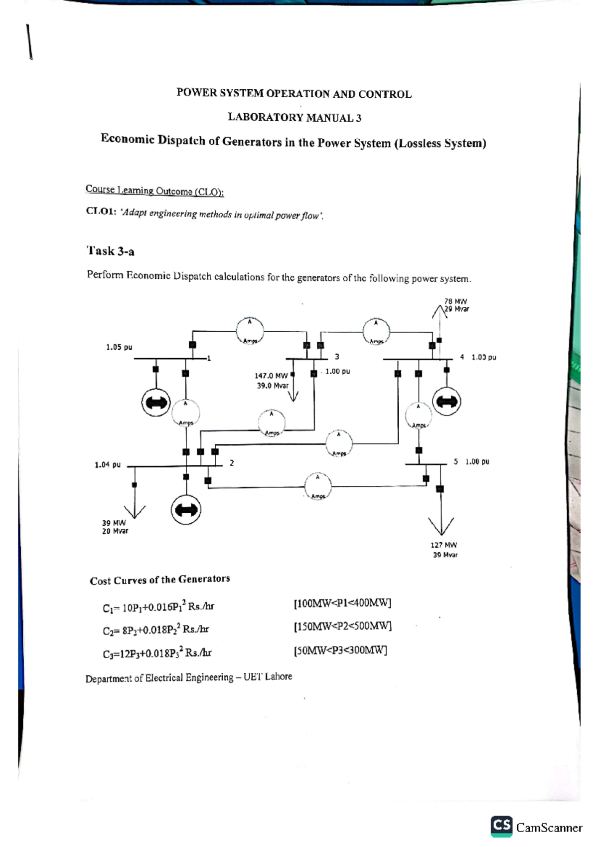 PSOC LAB 3 - Informative - power system operation - Studocu