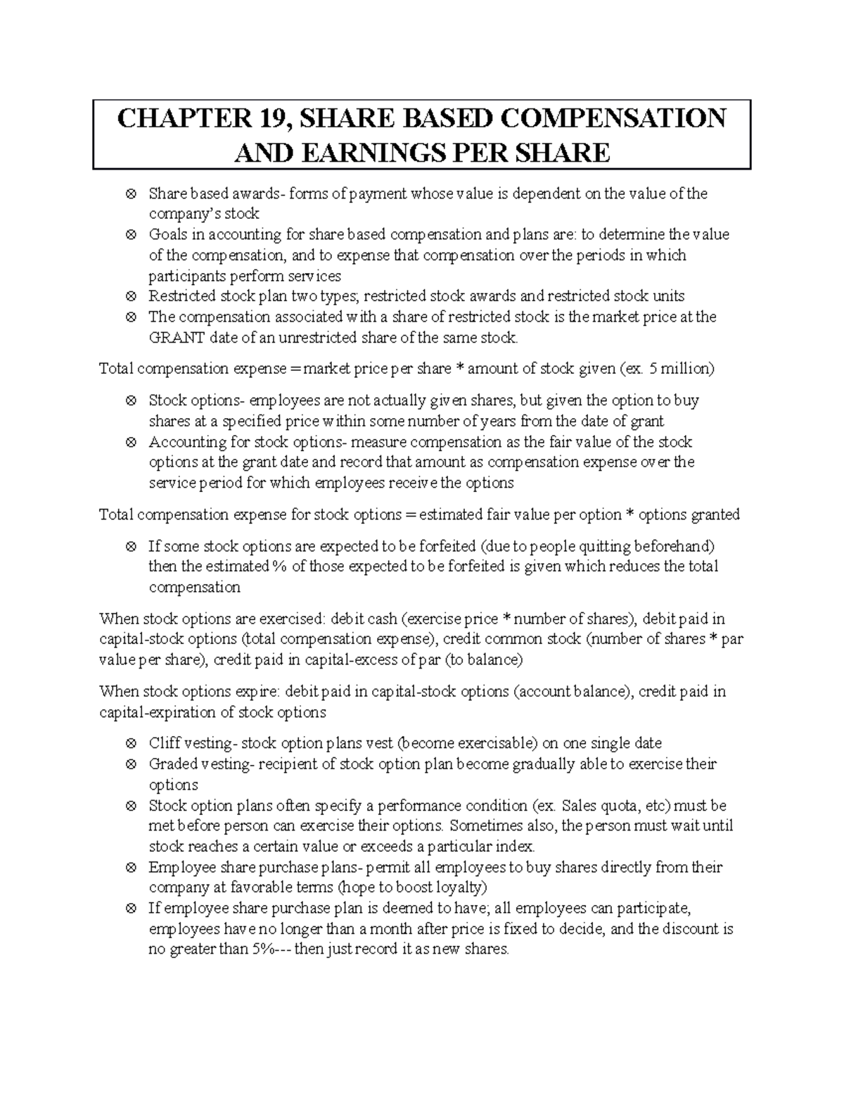 Chapter 19 share based compensation and EPS - CHAPTER 19, SHARE BASED ...