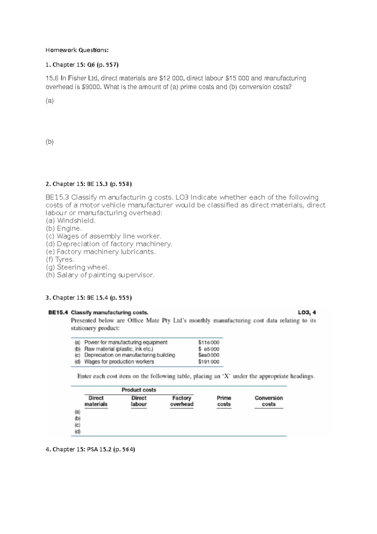 Example HW Questions - Homework Questions: Chapter 15: Q6 (p. 957) 15 ...