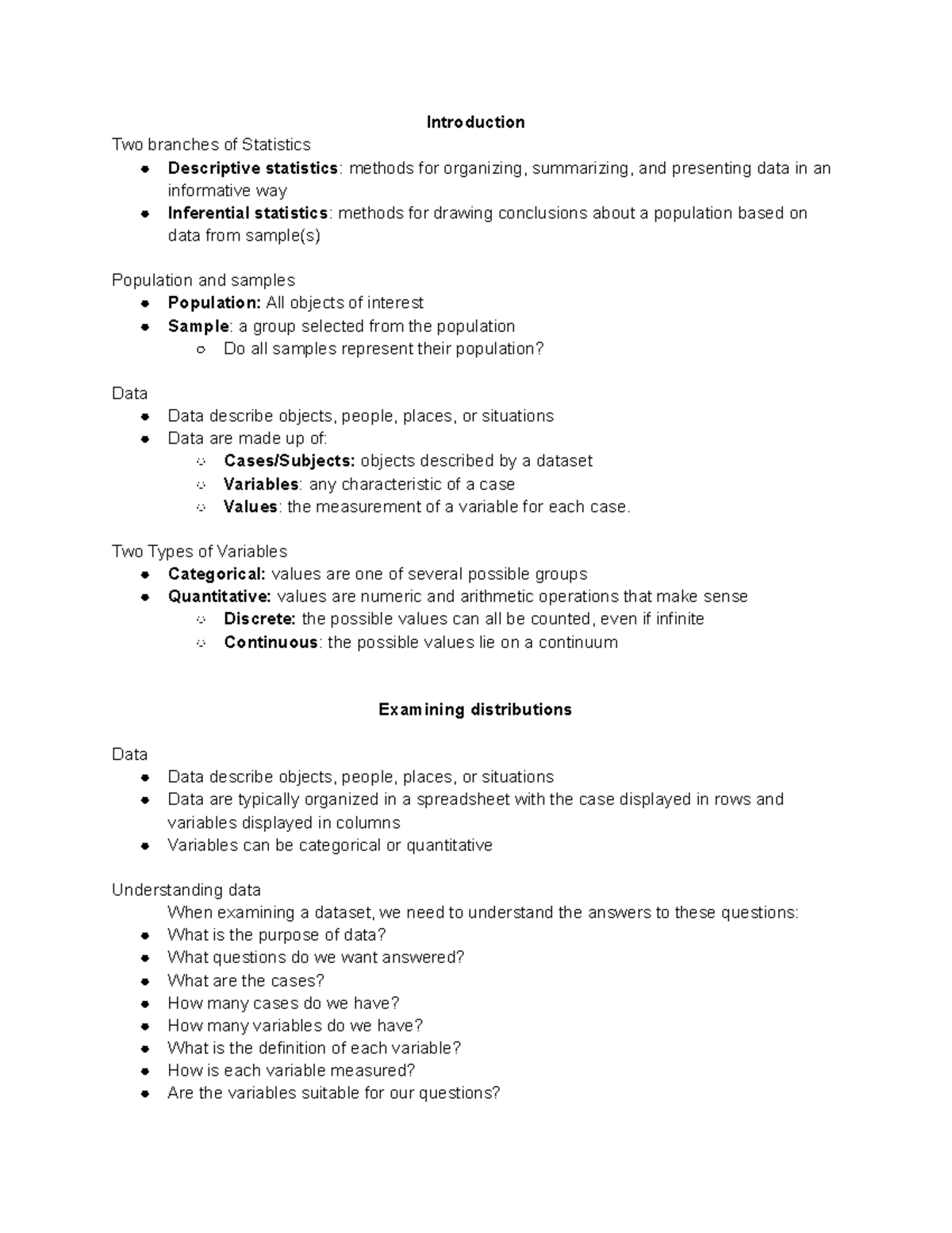 Stat 2120 Notes Lectures 1 10 Units Covering All Analysis Introduction Two Branches Of