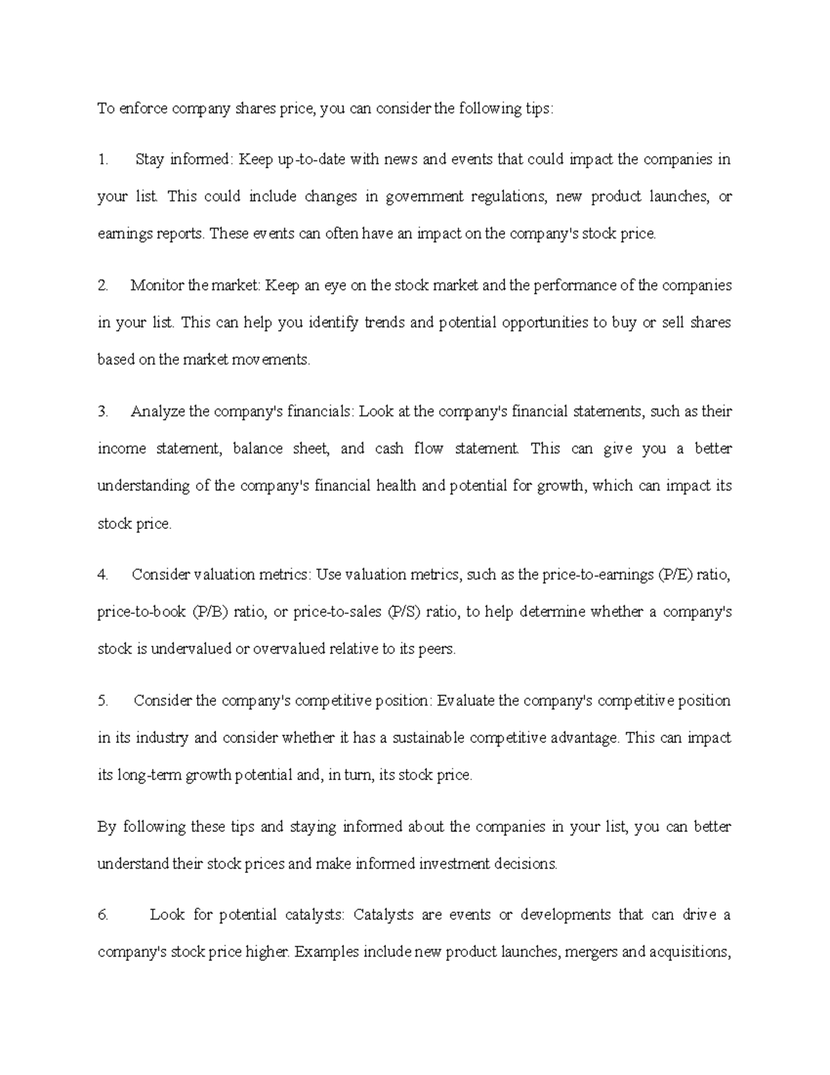 Enforce FILE S - To enforce company shares price, you can consider the ...