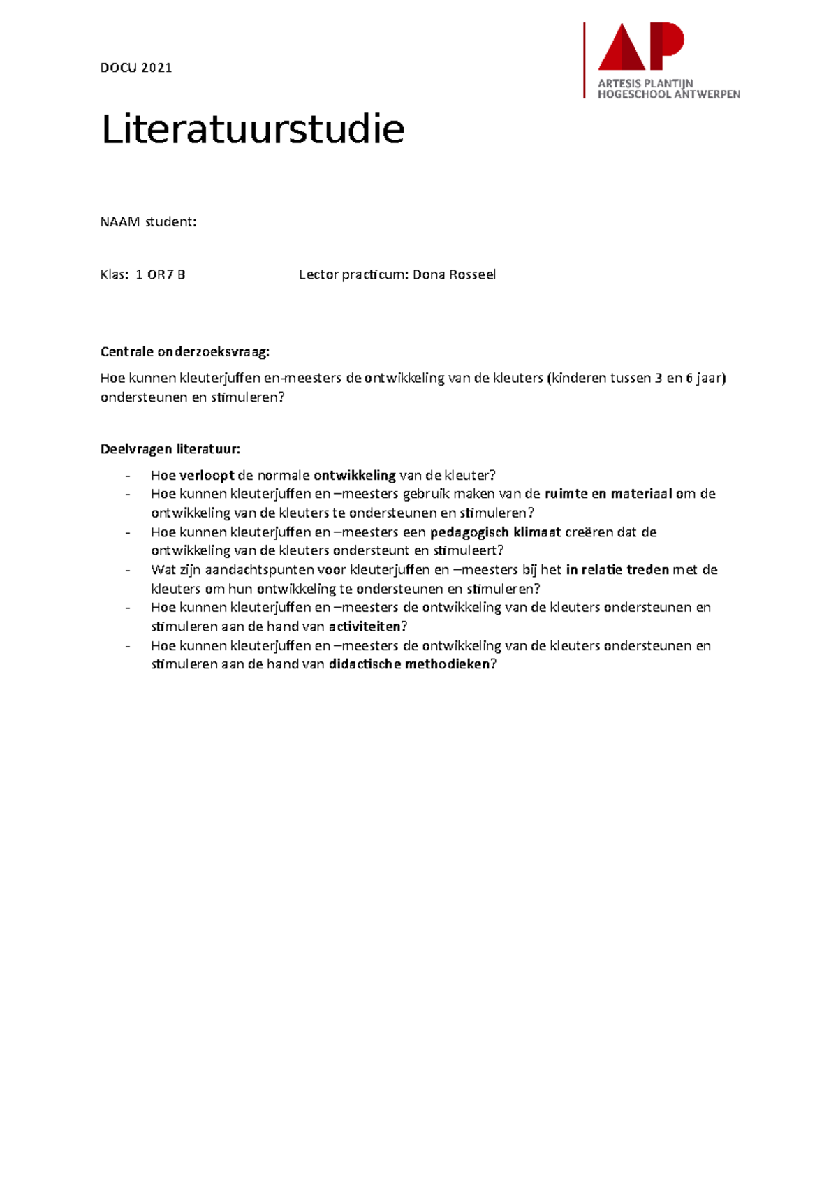 DOCU 2021 Literatuurstudie - Sjabloon - DOCU 2021 Literatuurstudie NAAM ...